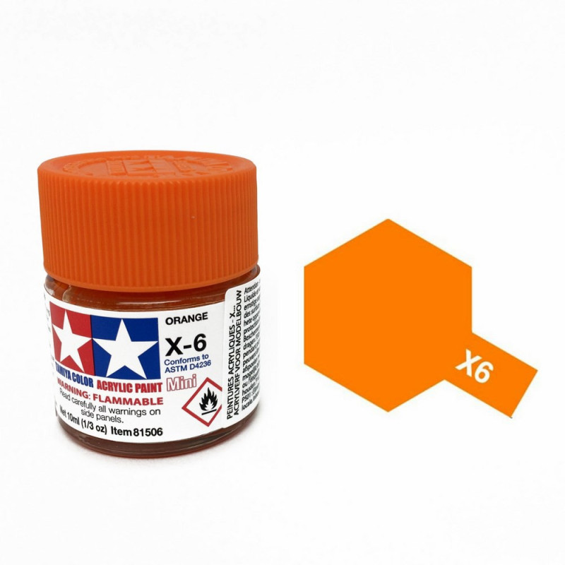 Peinture orange brillant X6 Tamiya 81506 10ml pour modélisme