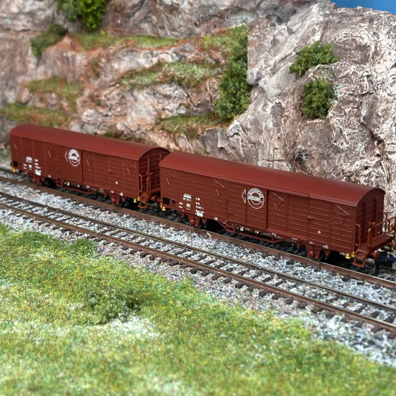 2 wagons couverts Gbqss-z 1742 2 essieux, DR - FLEISCHMANN 826214