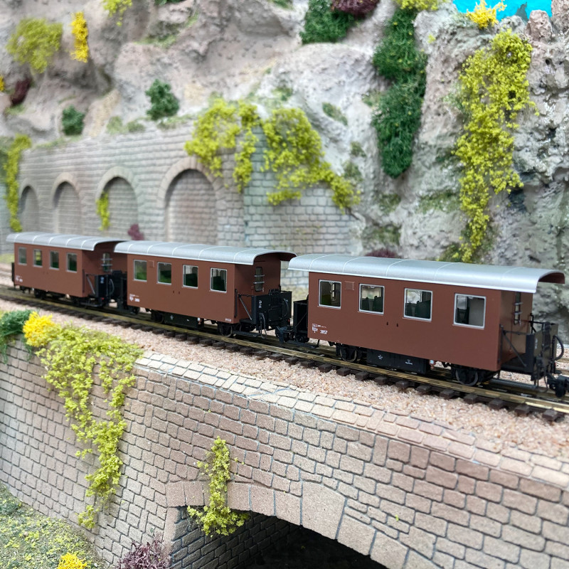 3 voitures type Biho/s, voie étroite HOe, ÖBB - ROCO 34103