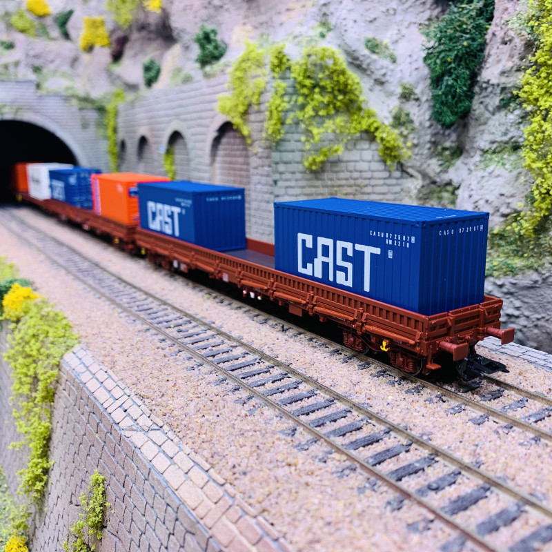 Coffret de 3 wagons porte-conteneurs Rs type 3514 B1, SNCB, Ep IV ...