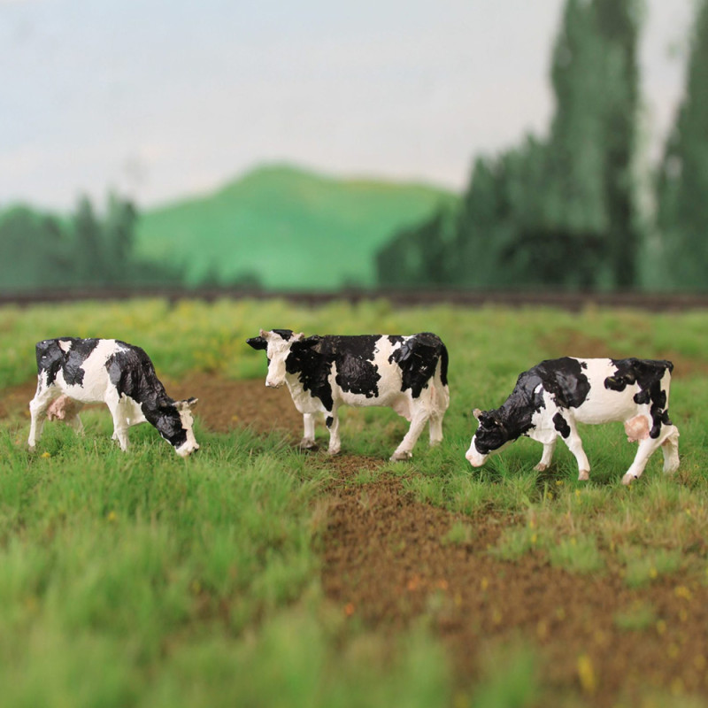 3 vaches Holstein, noir et blanche - VAN PETERGEM SCENARY HVPS220