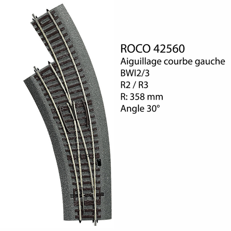 Aiguillage Courbe gauche, BWI2/3, Ballast souple - ROCO 42560
