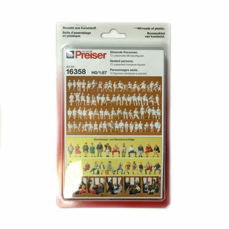 72 figurines assises à peindre HO Preiser 16358 modélisme ferroviaire