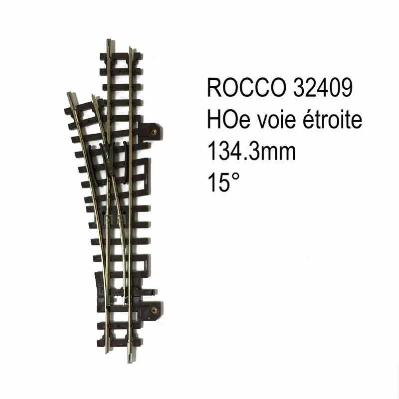 Rail aiguillage droit gauche 134.3mm 15 degrés manuel Roco 32409