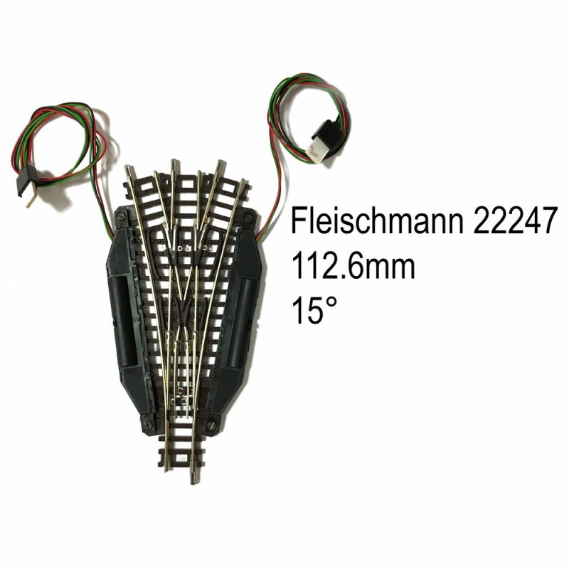 Rail aiguillage triple électrique 112.6mm 15 degrés Fleischmann 22247 N