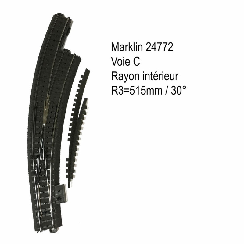 Rail Marklin voie type C système 3 rails en HO