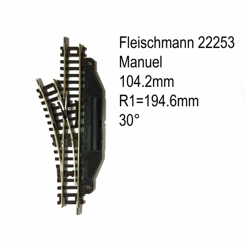 Rail aiguillage droit gauche manuel 104.2mm Fleischmann 22253 N