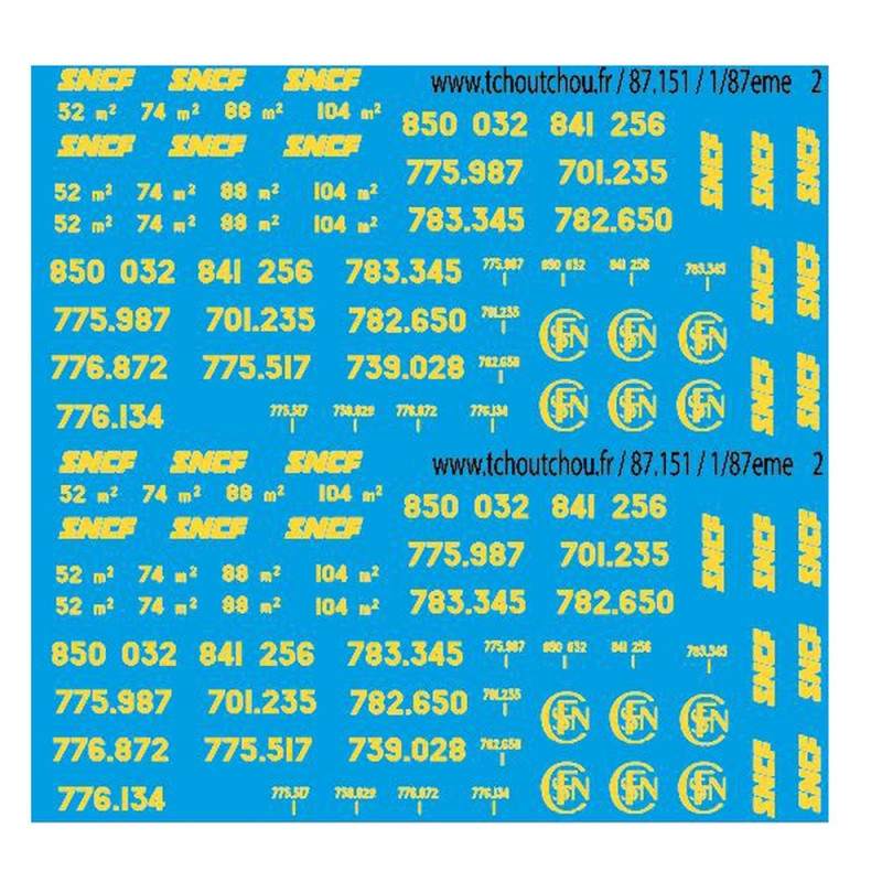 Décalcomanies pour échelle HO 1/87 - consommable | L'Atelier du Train